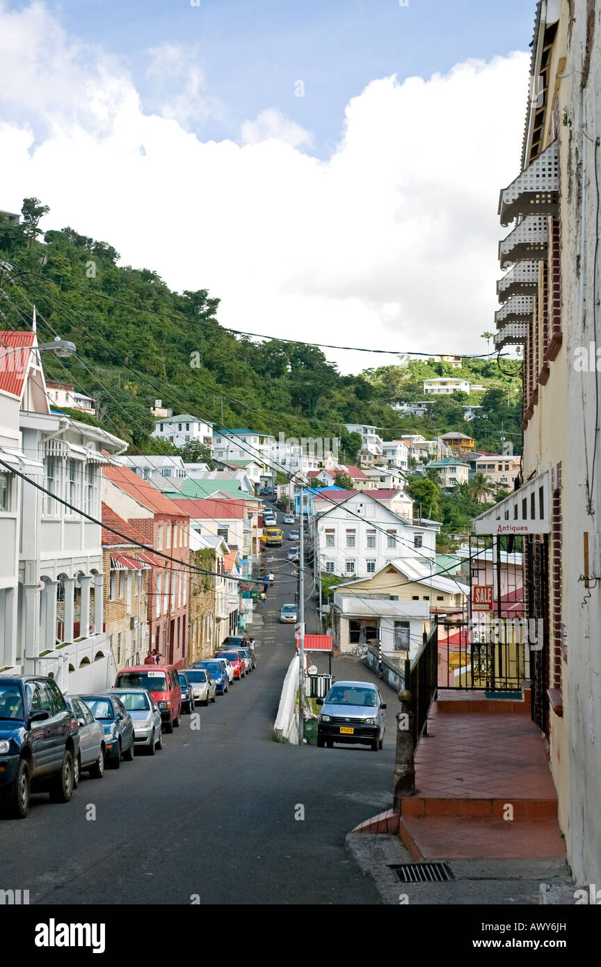 Pastel coloured buildings in St George's Grenada Stock Photo - Alamy