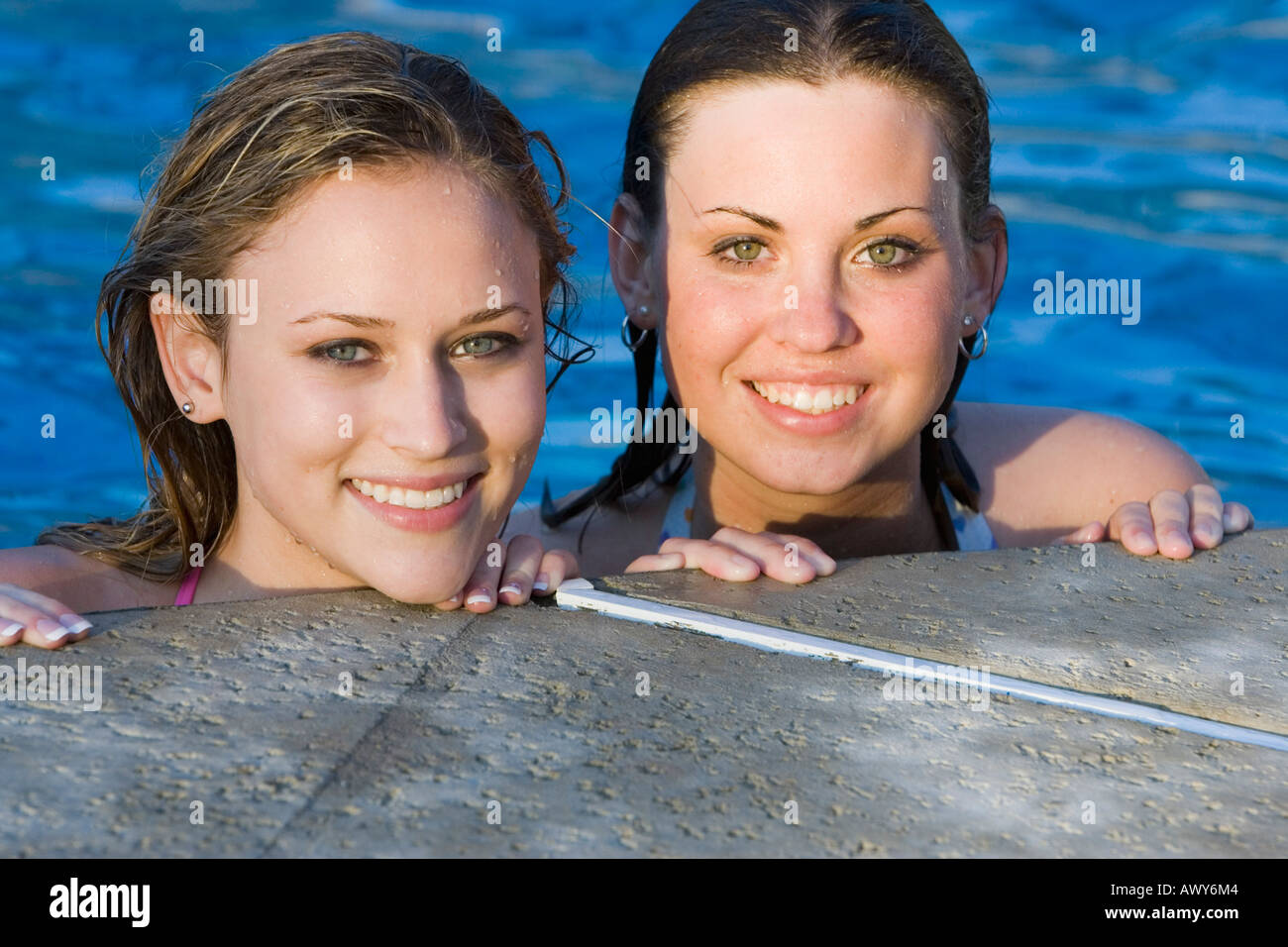 Girls in Swimming Pool Stock Photo - Alamy