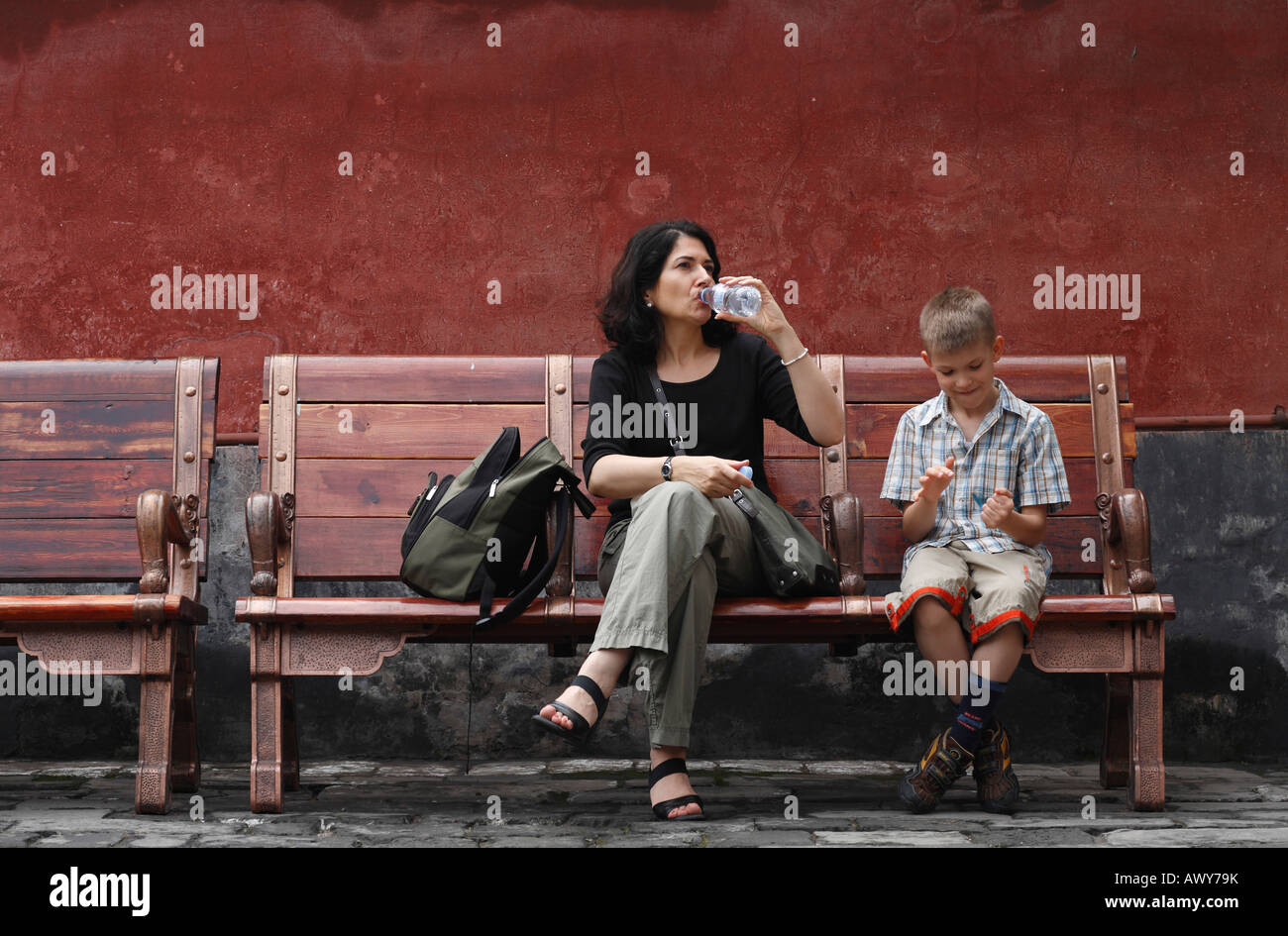 Mother and son having a break Stock Photo - Alamy