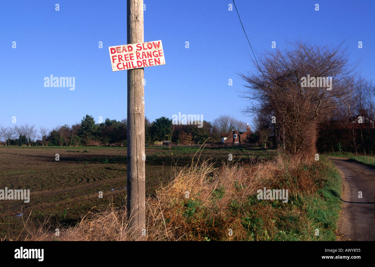 Free range children sign Stock Photo - Alamy