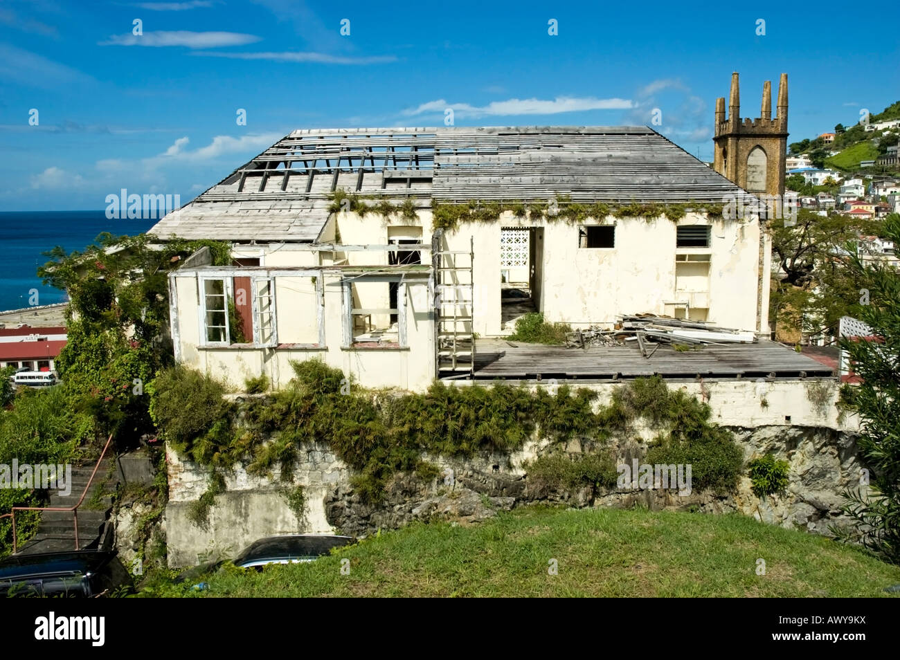 A Bungalow badly damaged by Hurricane Ivan, St George's, Grenada Stock ...