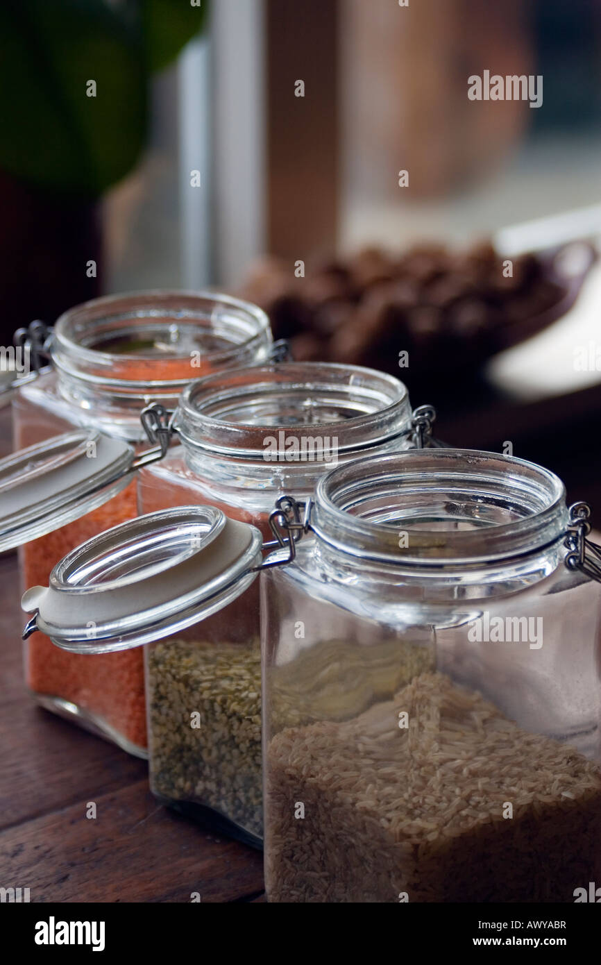 Storing rice in jars Stock Photo - Alamy