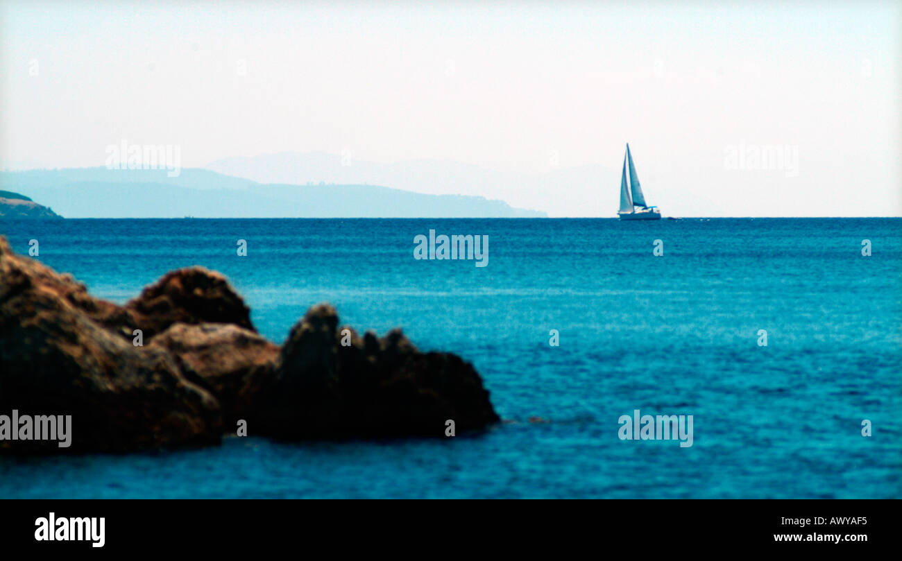 Sail boat off Argos Island Skiathos Greece Stock Photo - Alamy