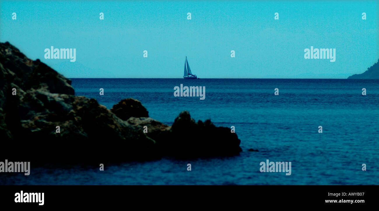 Sail boat off Argos Island Skiathos Greece Stock Photo - Alamy