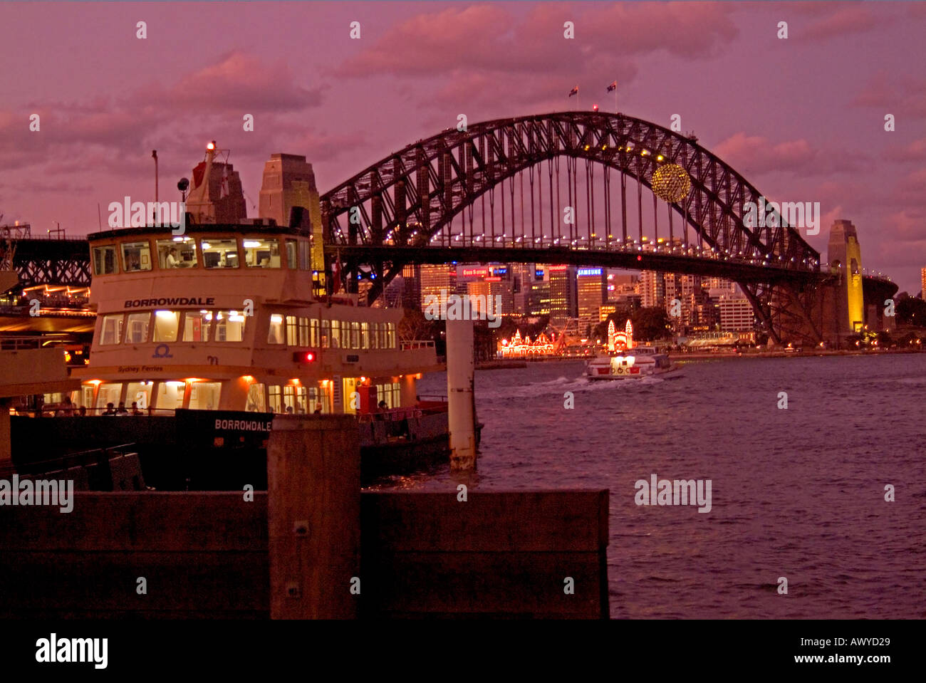 Sydney Harbour Bridge at dusk from Circular Quay Stock Photo - Alamy