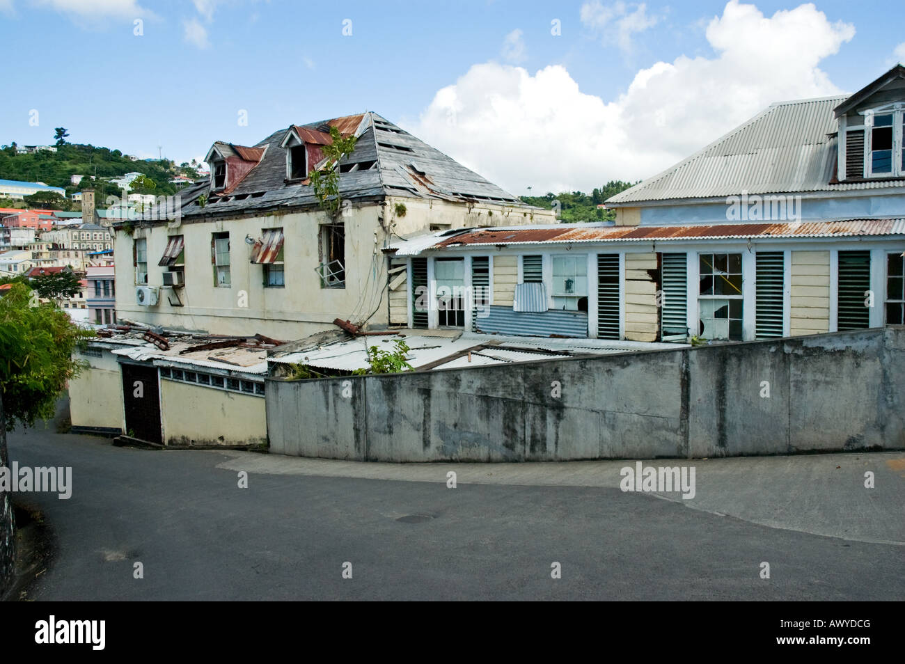 Houses badly damaged by Hurricane Ivan, St George's, Grenada Stock ...