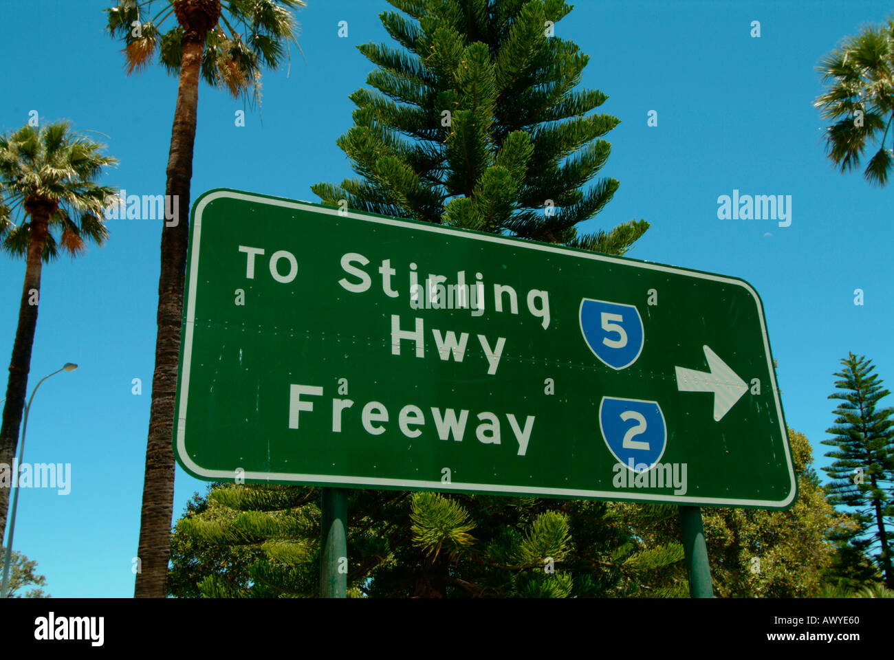 Stirling Highway sign Perth Western Australia Stock Photo - Alamy