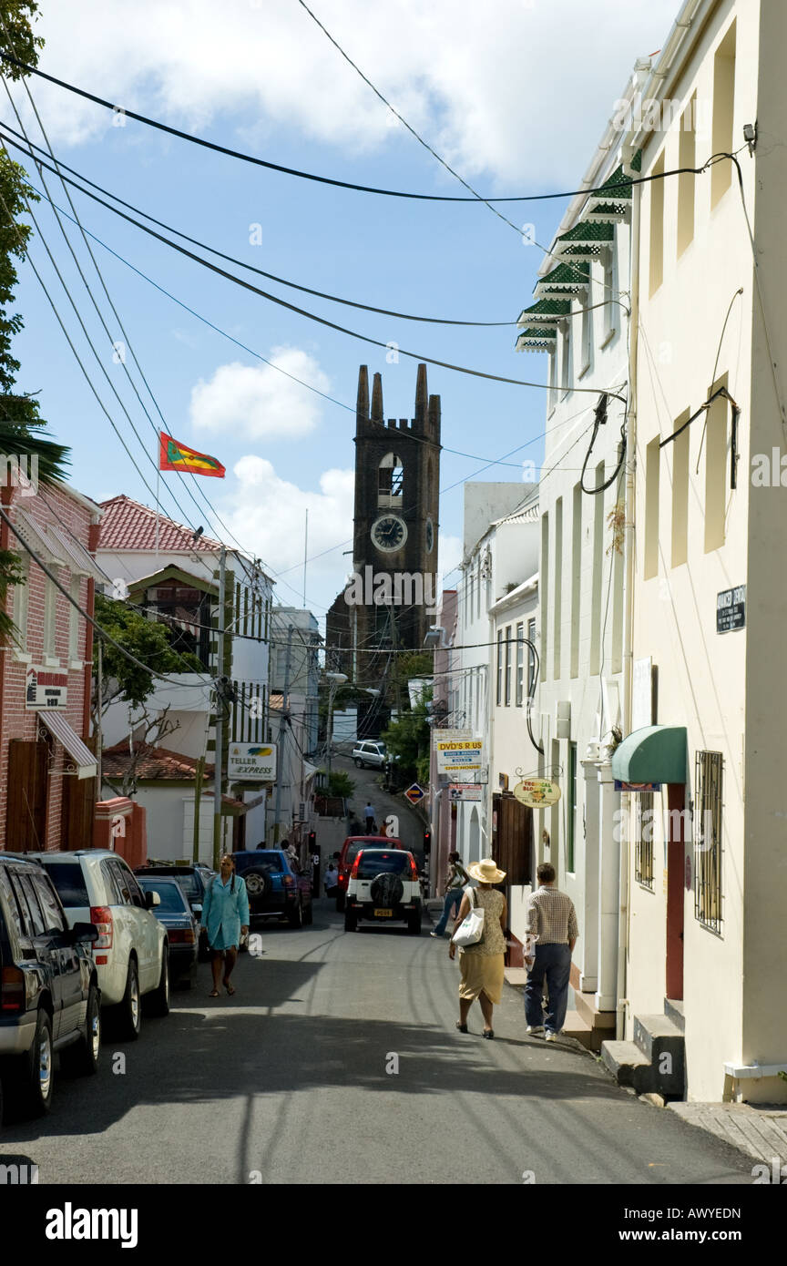 A typical narrow street in St George's, Grenada Stock Photo - Alamy
