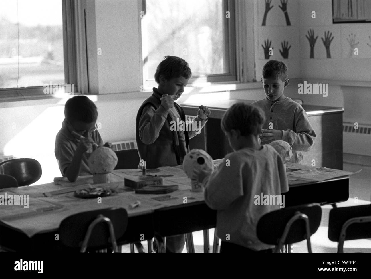 First graders work on an art project Stock Photo - Alamy