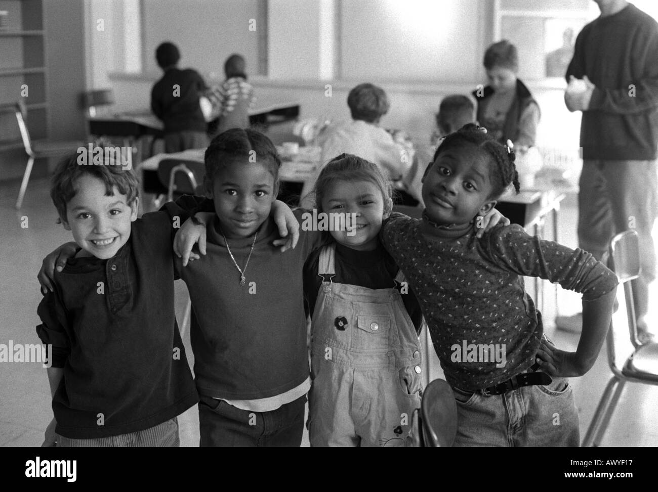 Hispanic elementary student class Black and White Stock Photos & Images ...