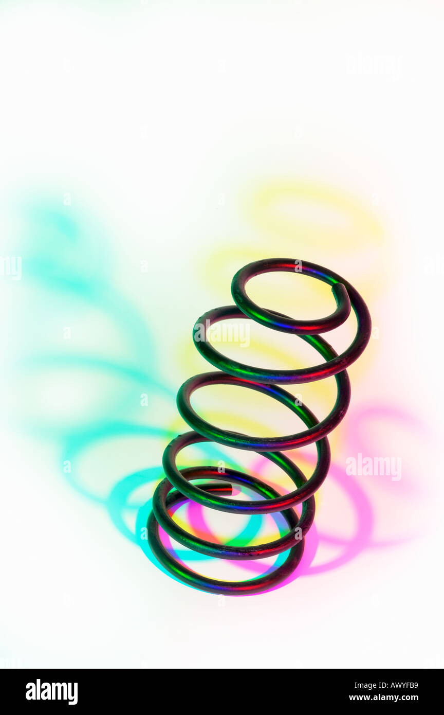 Giant spring with colored lights Stock Photo - Alamy