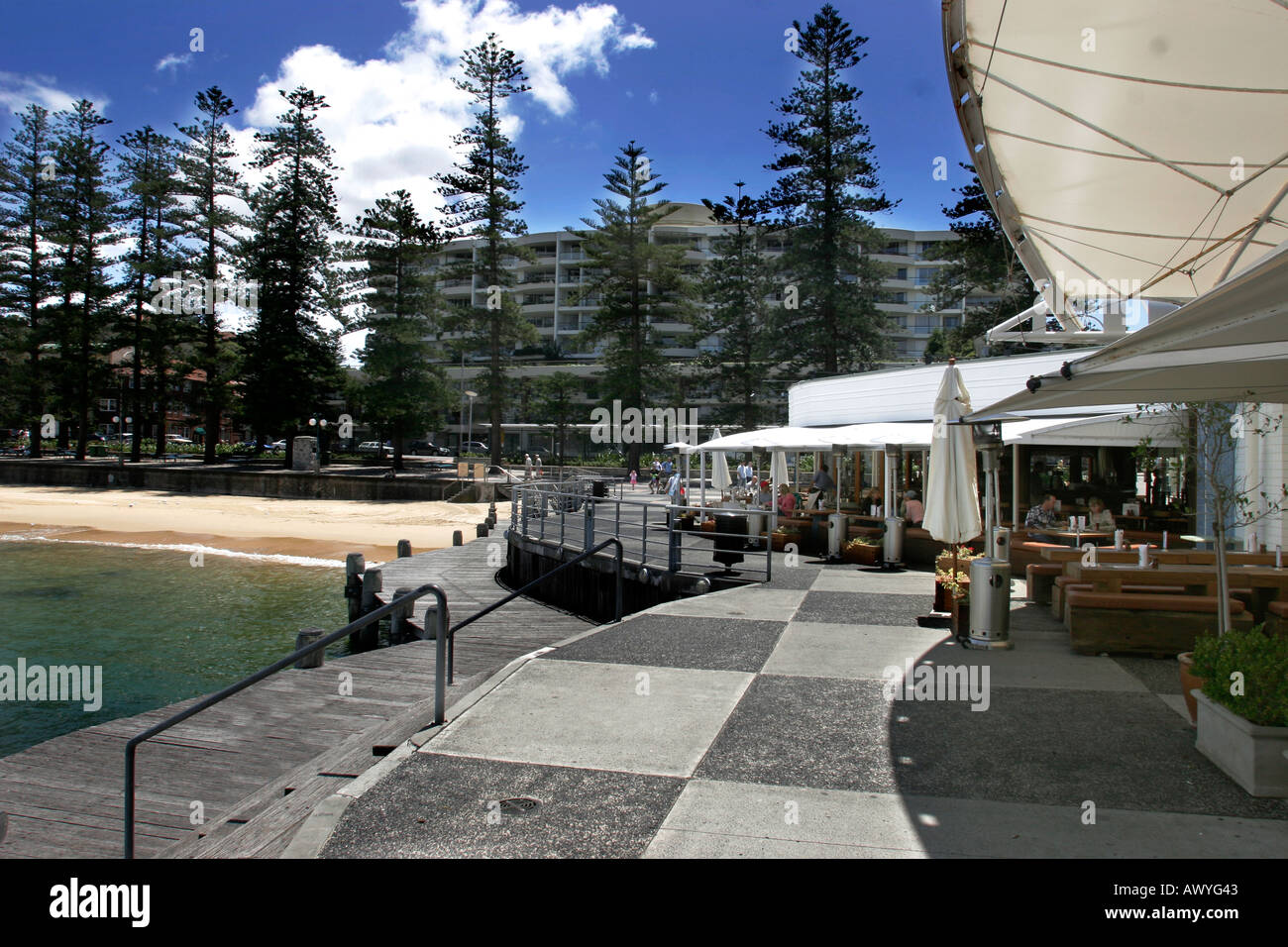 Dining and bar outlets at Manly Wharf on Sydney Harbour Australia Stock ...