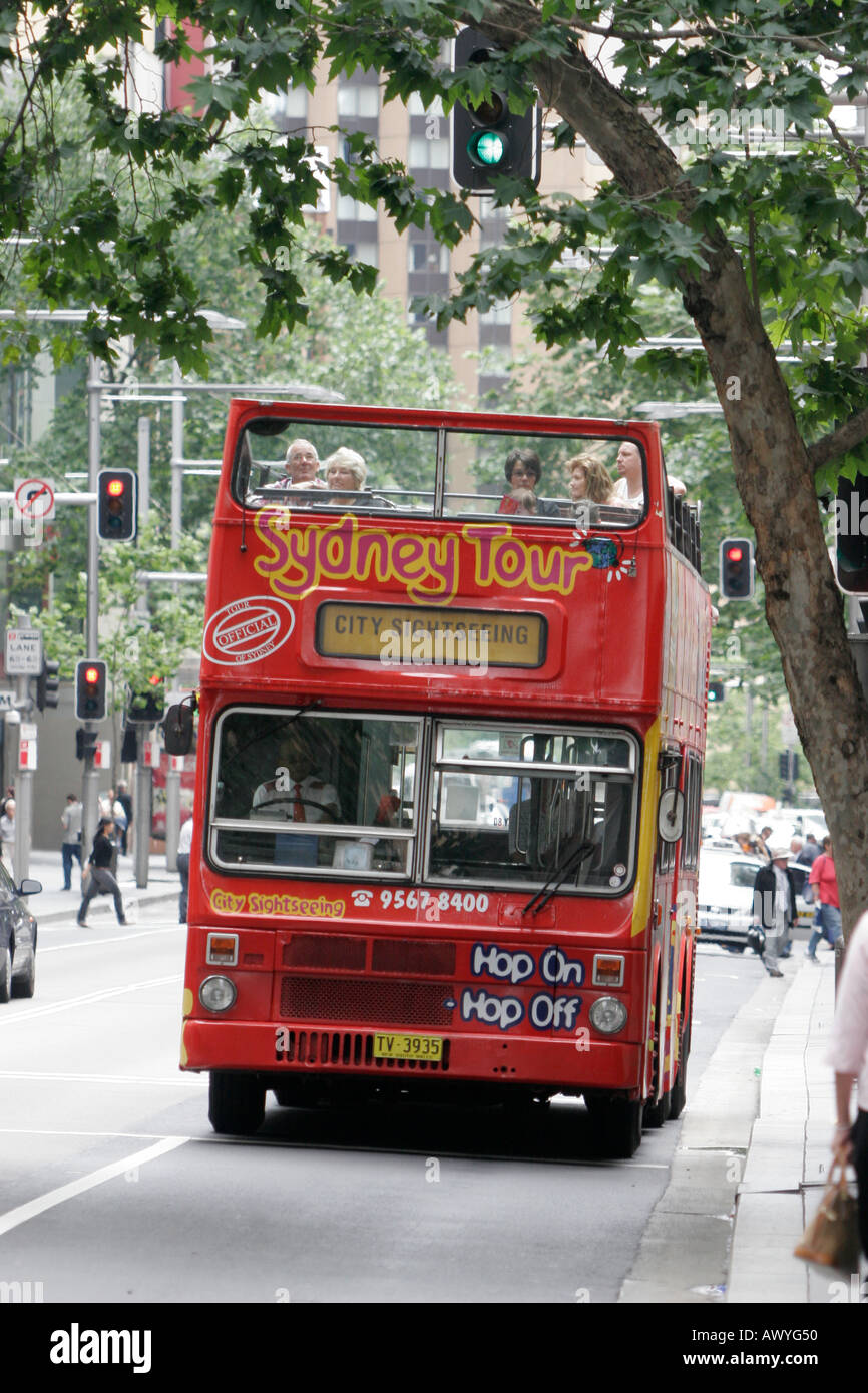 Open topped double decked Sydney tour bus in George st Stock Photo - Alamy