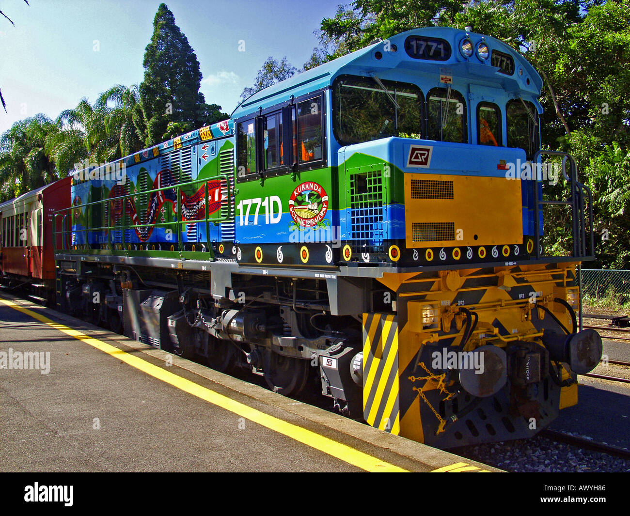 Australia Tropical North Queensland Kuranda Scenic Railway locomotive ...