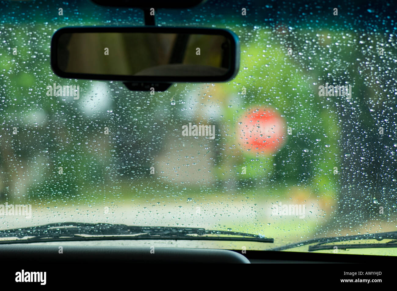 view through rain spattered car windshield Stock Photo - Alamy