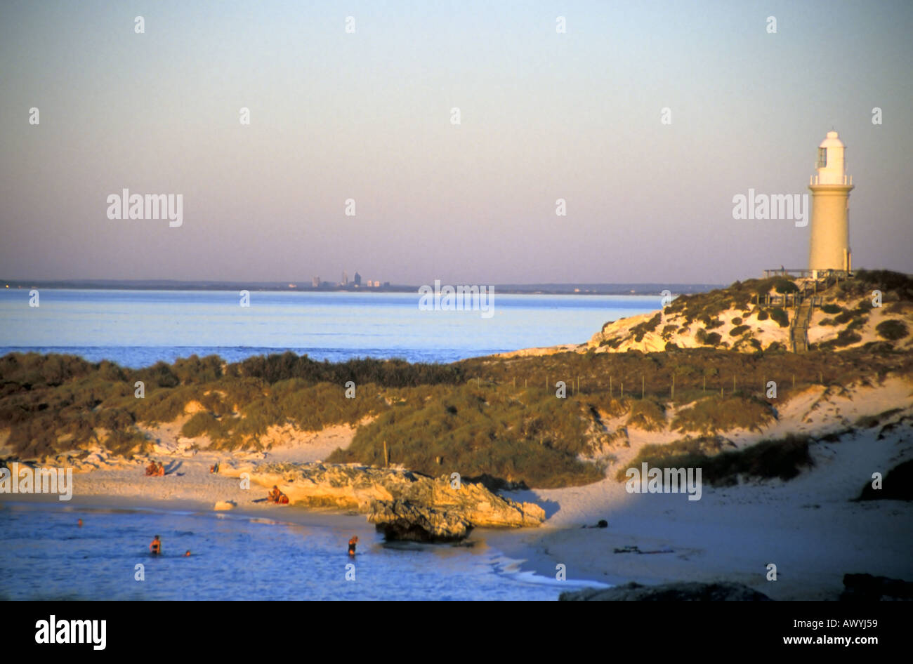 Evening swim in The Basin, with Perth visible on the mainland in the ...