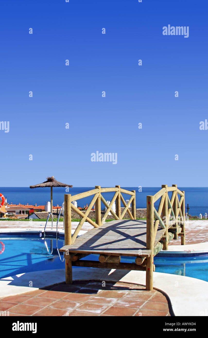 Wooden bridge over swimming pool hi-res stock photography and images ...