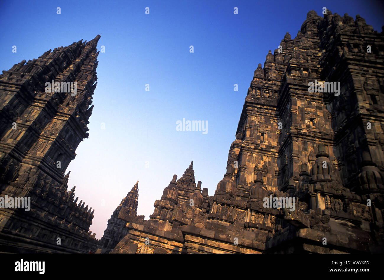 Central temple complex at Prambanan restored 9th century Hindu ruins ...