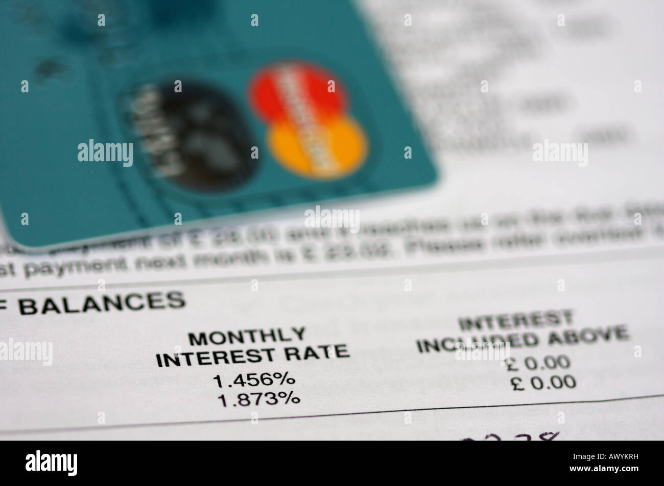Credit Card and statement Stock Photo - Alamy