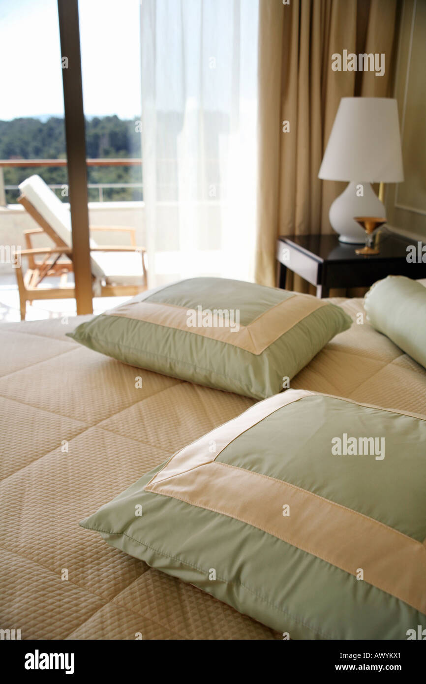 View from hotel room bed Stock Photo - Alamy
