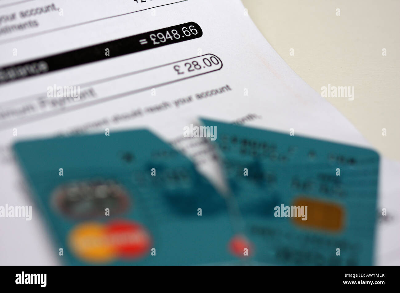Credit Card and statement Stock Photo - Alamy