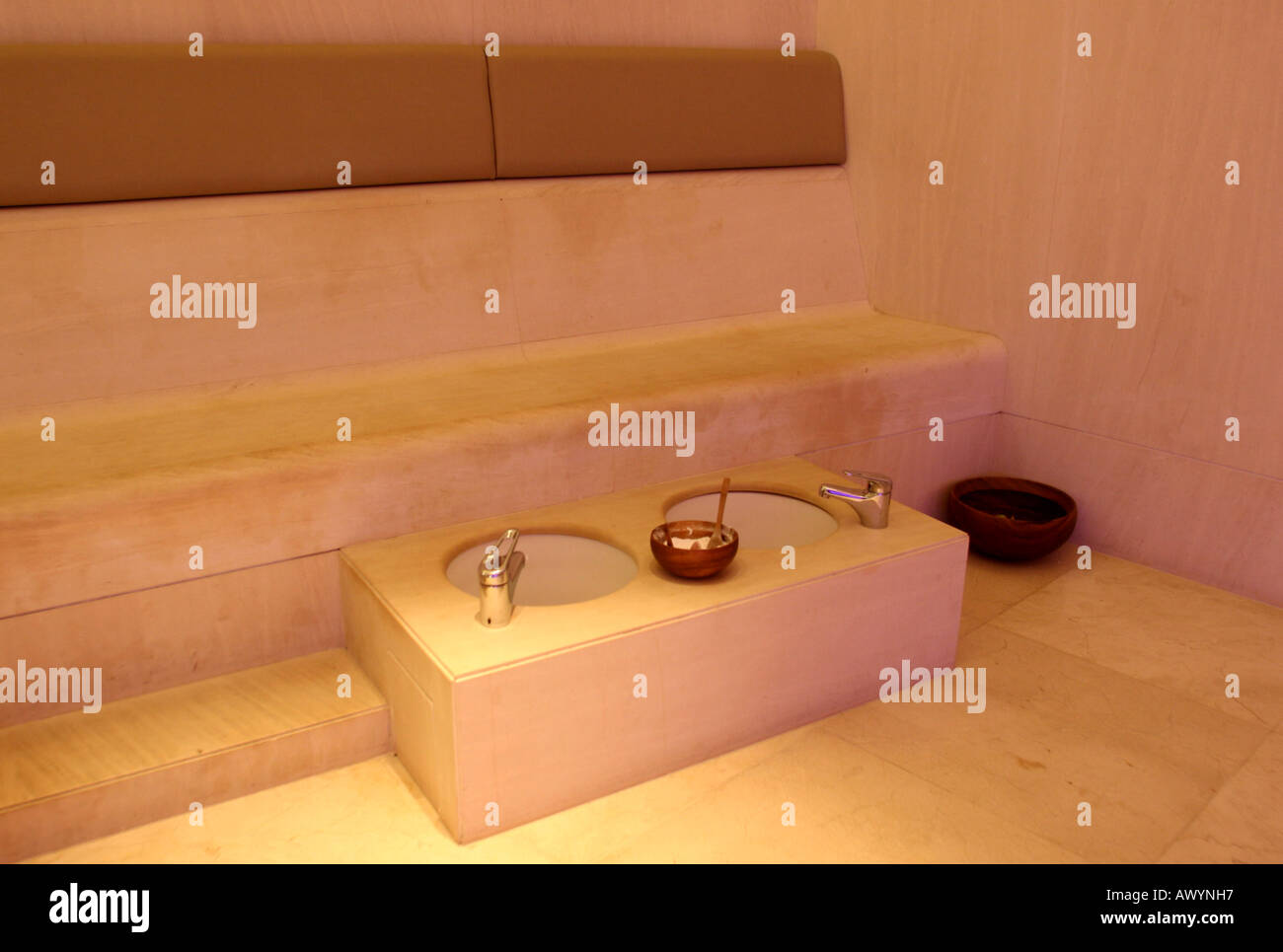 Bathroom sink with spa treatment Stock Photo - Alamy