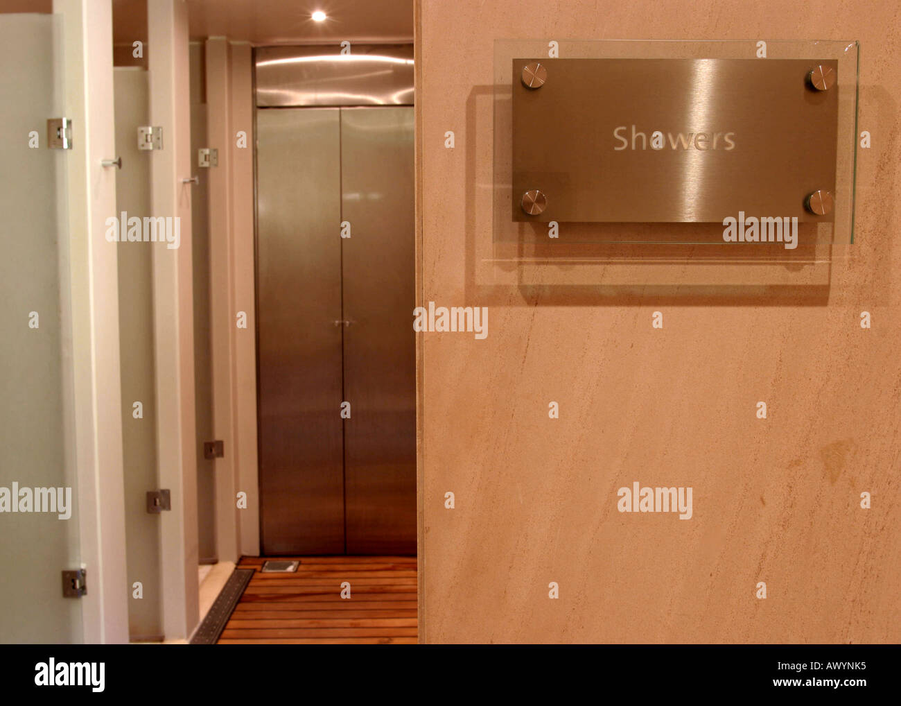 Sign indicating showers Stock Photo - Alamy