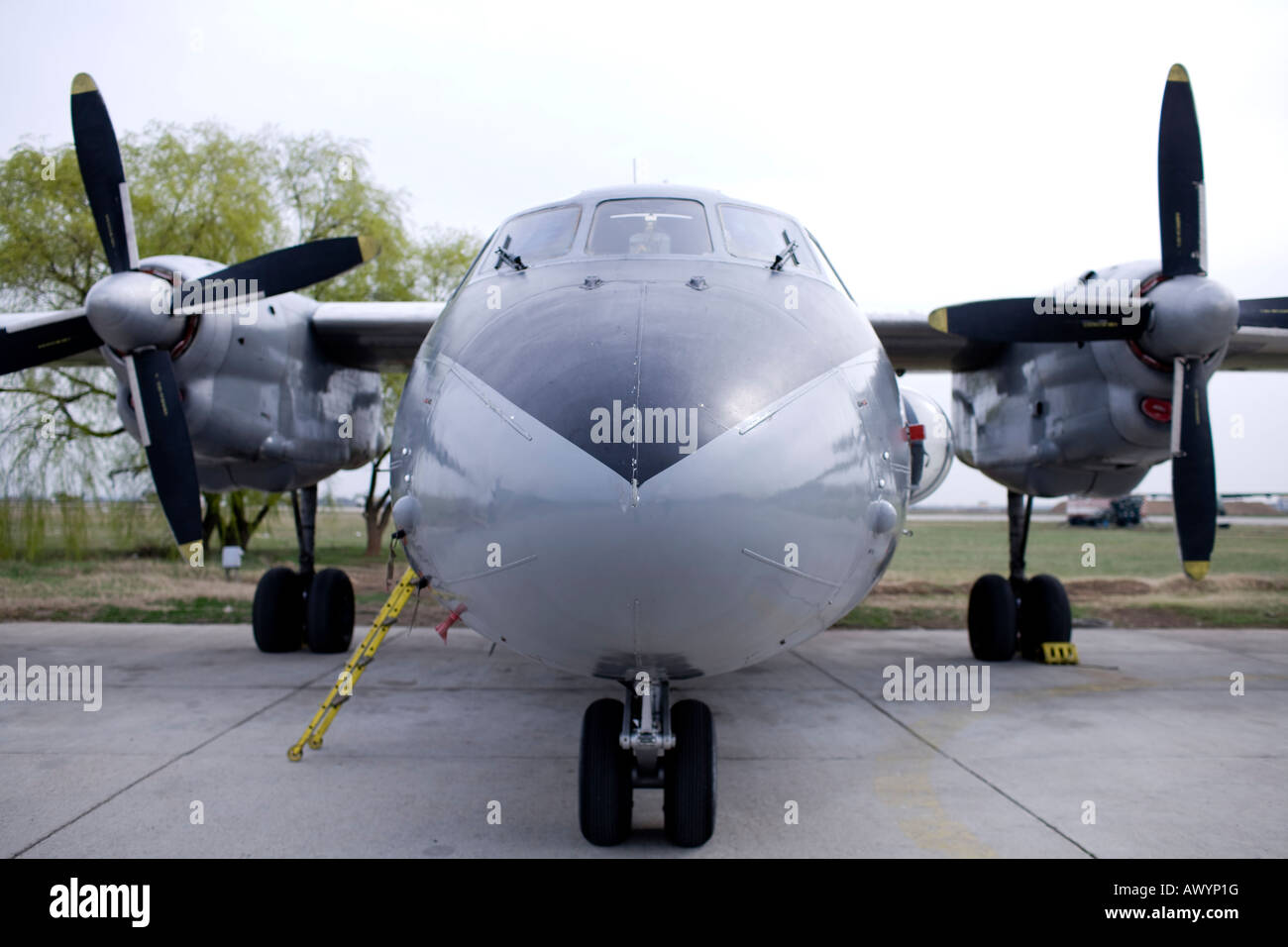 front part of an military airplane landed on runway Stock Photo - Alamy