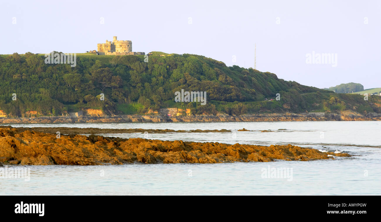 Swanpool Beach and the 16th century Pendennis Castle guarding the mouth ...