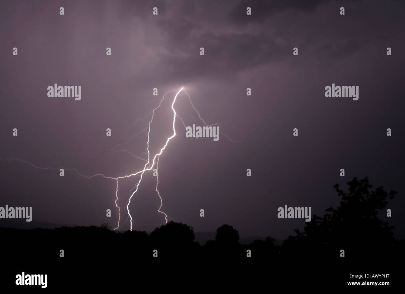 Lightning strike in the night storm Stock Photo - Alamy