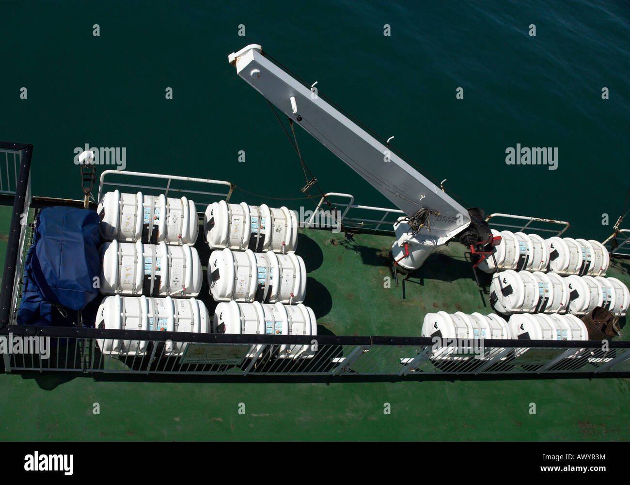 Life Rafts and Lifting Crane On The P O Ferry Pride of Bilbao Stock ...