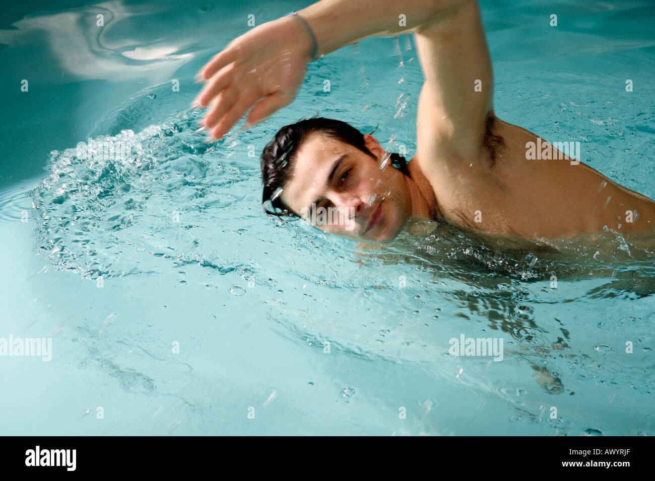 Man exercising in a spa pool Stock Photo - Alamy