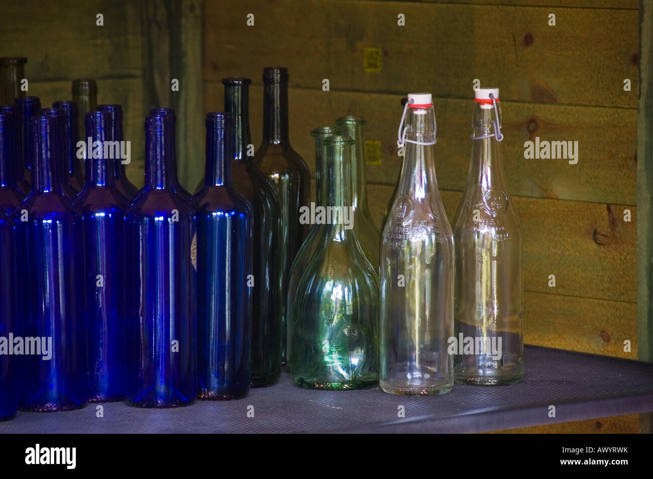 Assorted Empty Glass Wine Bottles Stock Photo - Alamy