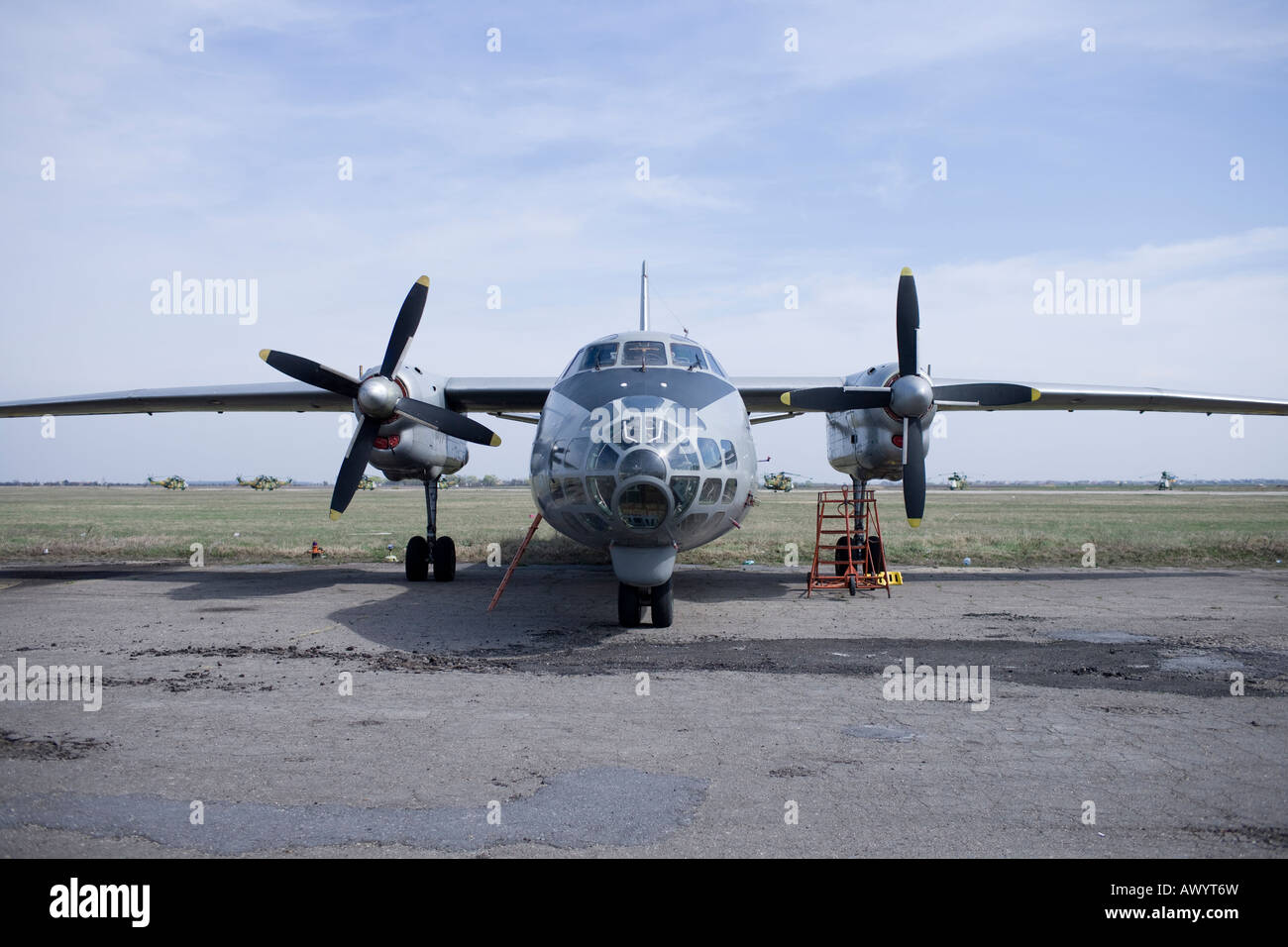 front part of an military airplane landed on a runway Stock Photo - Alamy