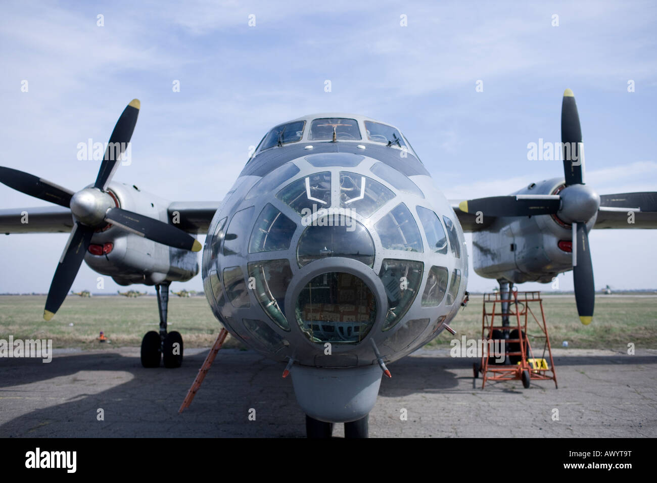 front part of an military airplane landed on a runway Stock Photo - Alamy