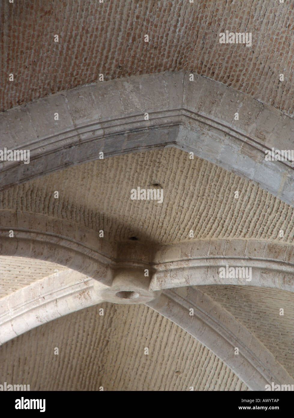 Detail of gothic "quadripartite rib vault". Cathedral of Valencia ...