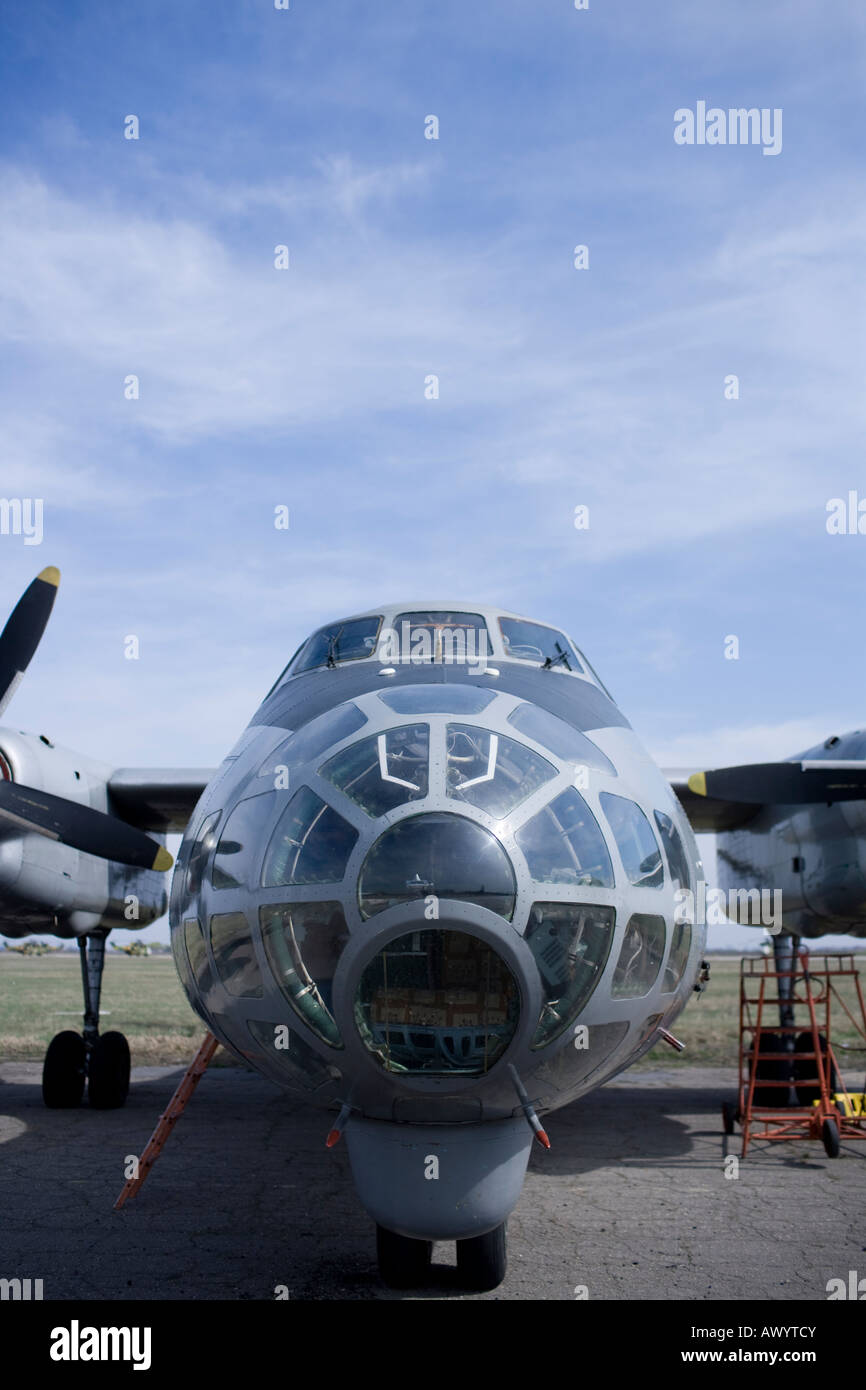 front part of an military airplane landed on a runway Stock Photo - Alamy