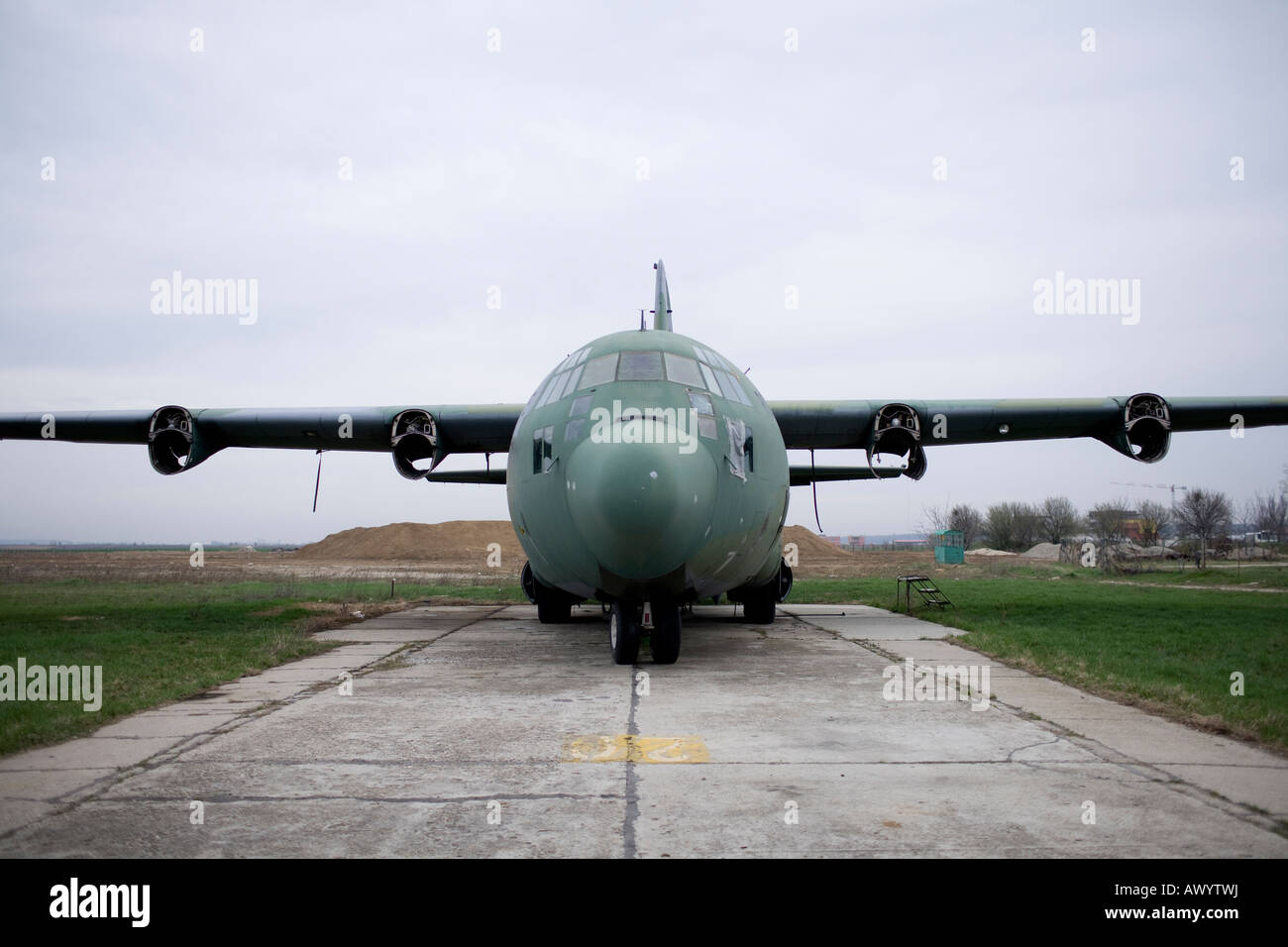 front part of an military airplane landed on runway Stock Photo - Alamy