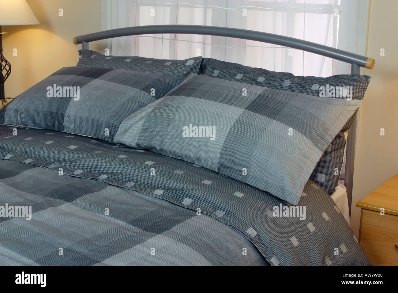 Duvet cover and bed linen on display in store Stock Photo - Alamy