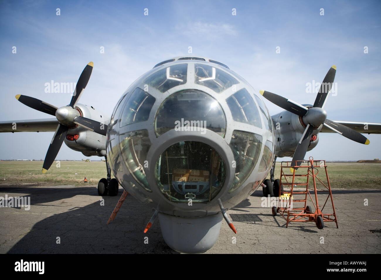front part of an military airplane landed on a runway Stock Photo - Alamy