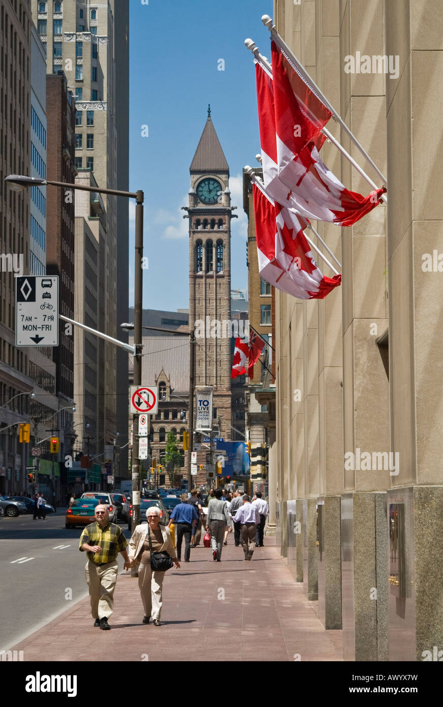 Toronto downtown street views Old City Hall clock tower and Canadian ...
