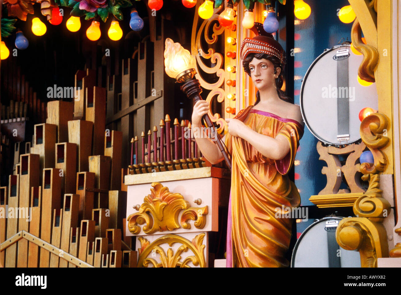 steam powered musical organ being shown at the Dorset Steam Fayre Stock ...