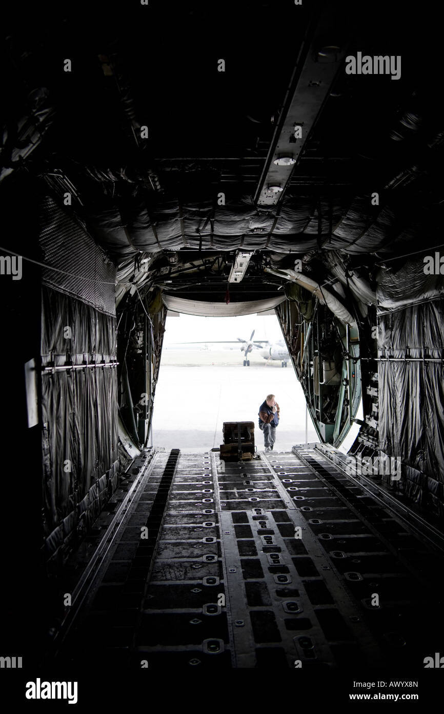 inside of a military transport aircraft Stock Photo - Alamy