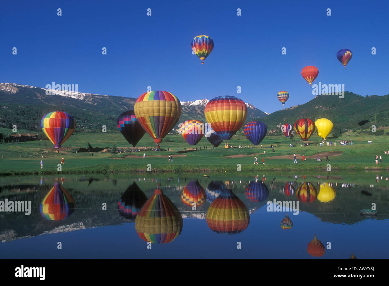 Hot Air Balloons with reflections Stock Photo - Alamy