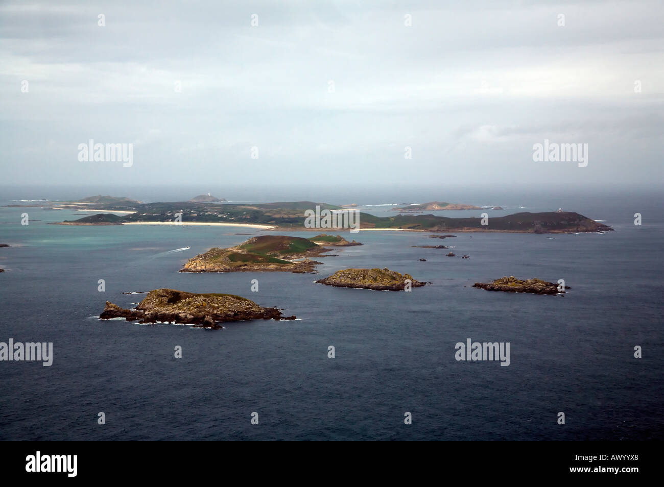Aerial view of Isles of Scilly Stock Photo - Alamy