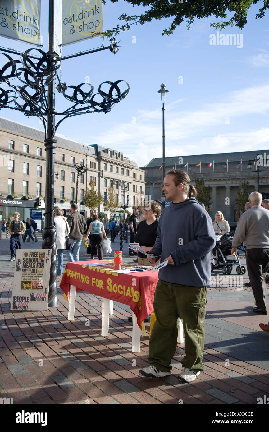 Young socialist recruting members and giving out pamphlets in Dundee ...