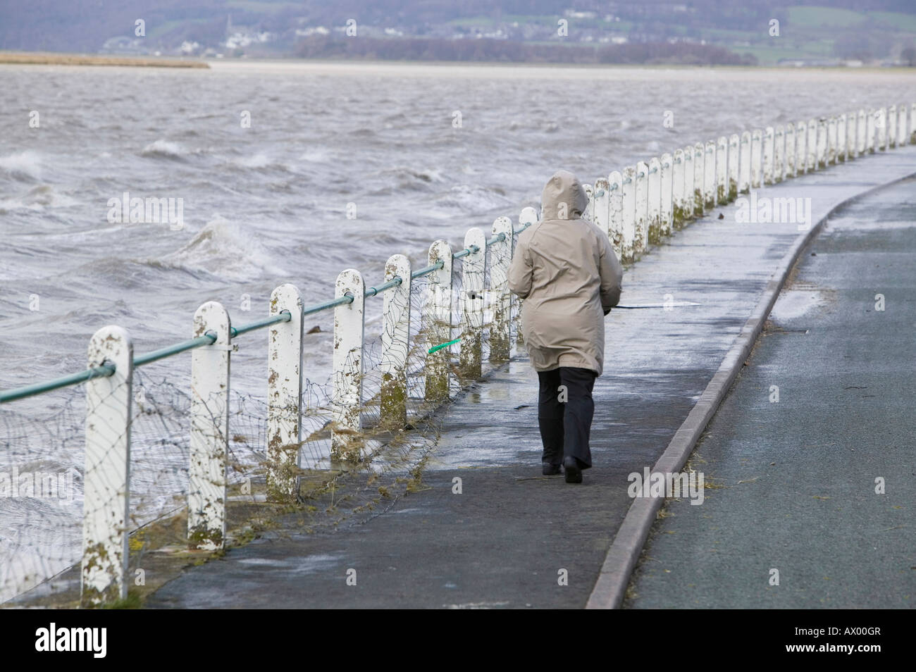 Flooding at Sandside near Arnside UK caused by high spring tides and ...