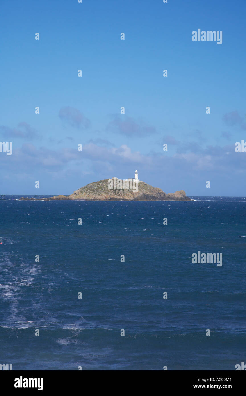 Round Island lighthouse Isles of Scilly Cornwall Stock Photo - Alamy
