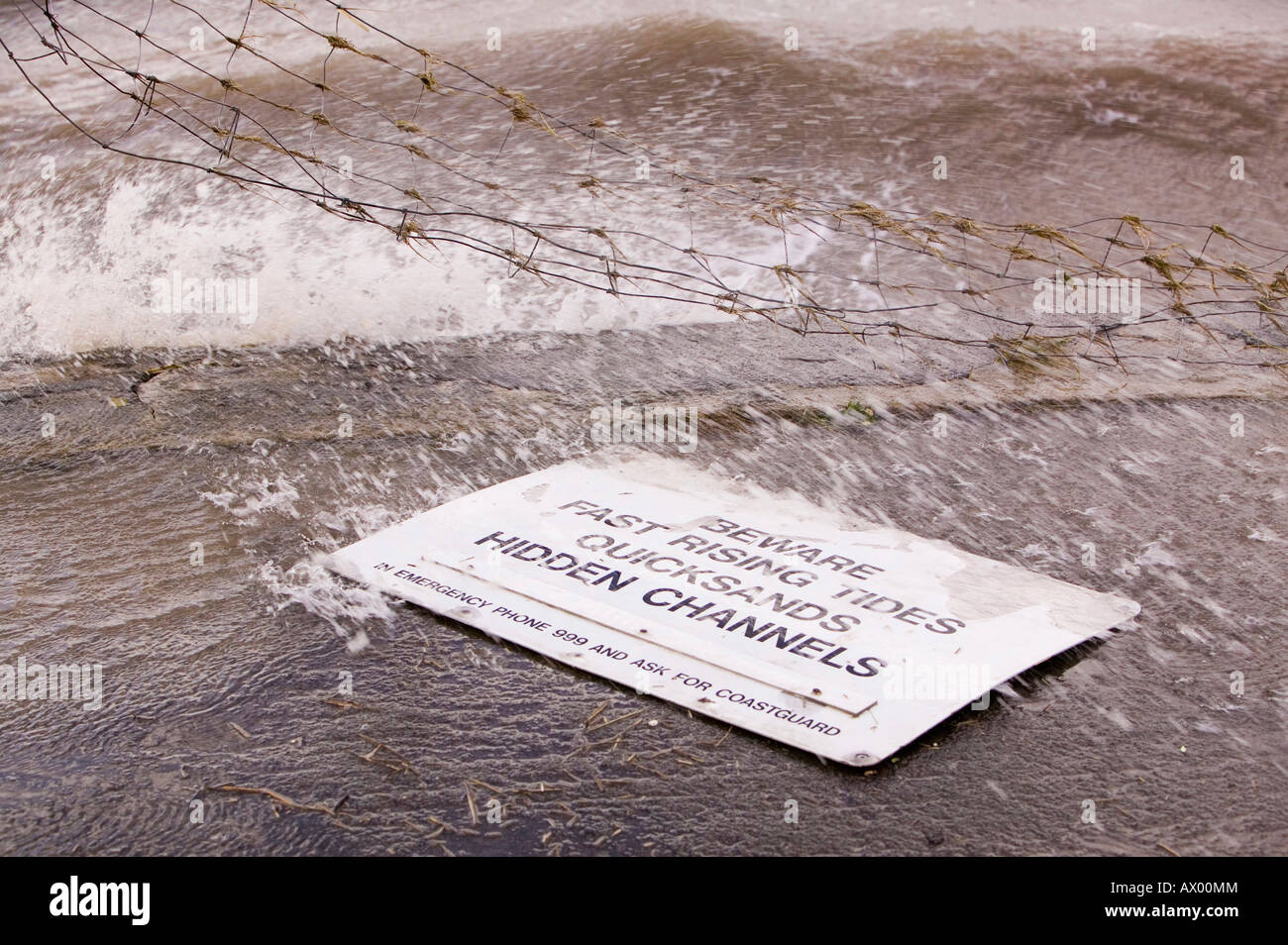 Flooding at Sandside near Arnside UK caused by high spring tides and ...