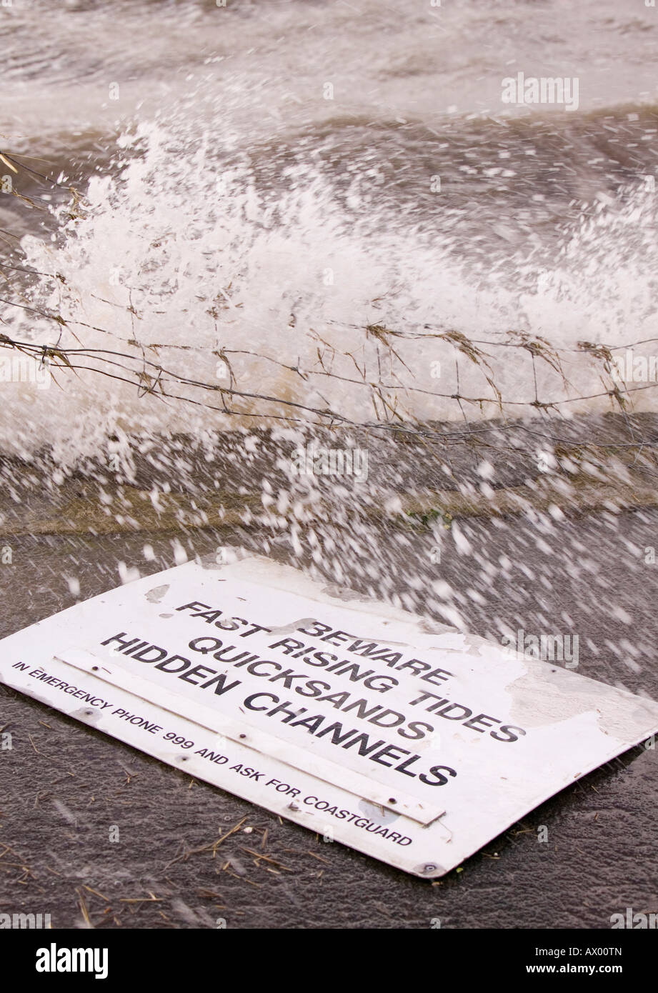 Flooding at Sandside near Arnside UK caused by high spring tides and ...